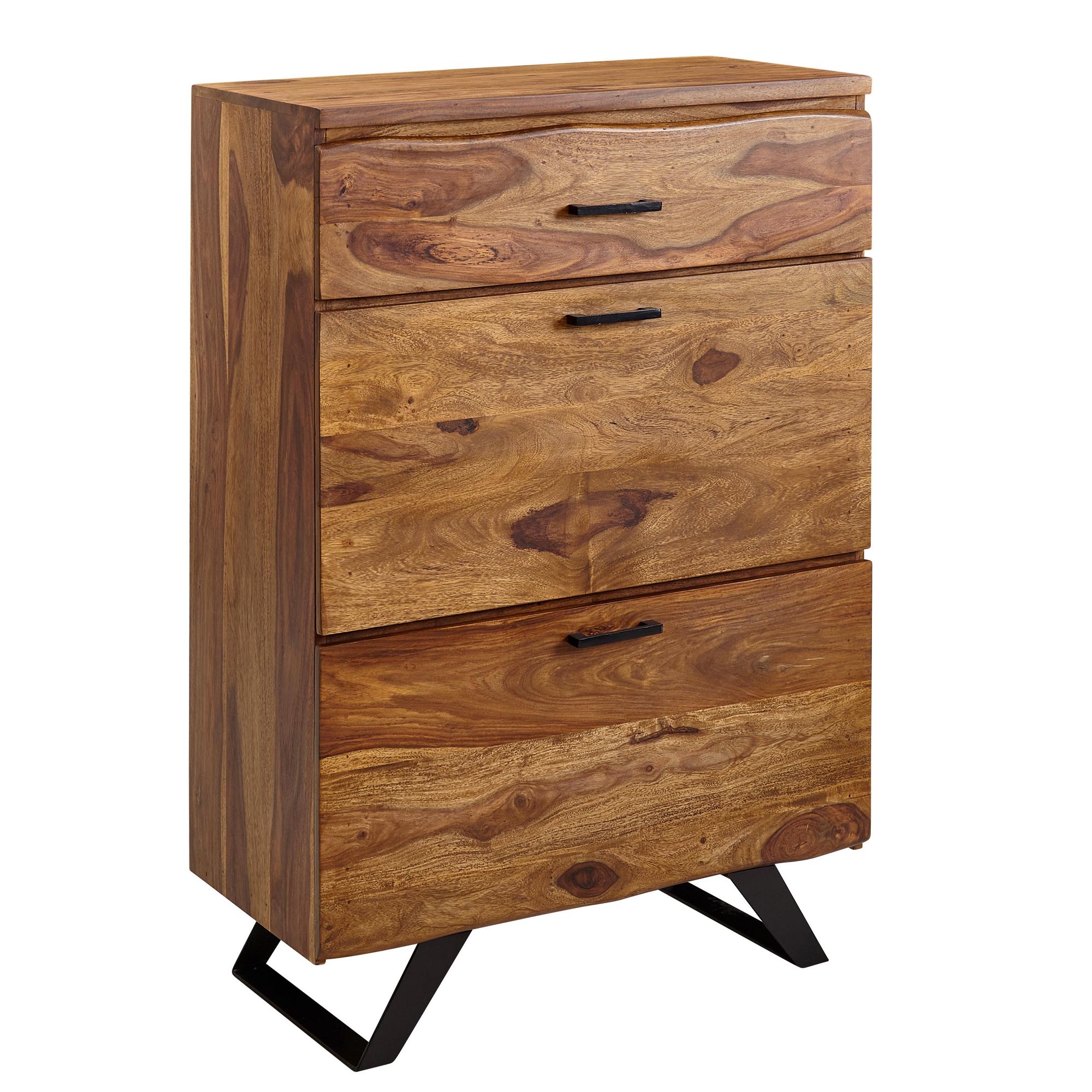 Kommode Sheesham 80x120x41 5 cm Highboard Metallgestell 3 Schublad Kadima Design